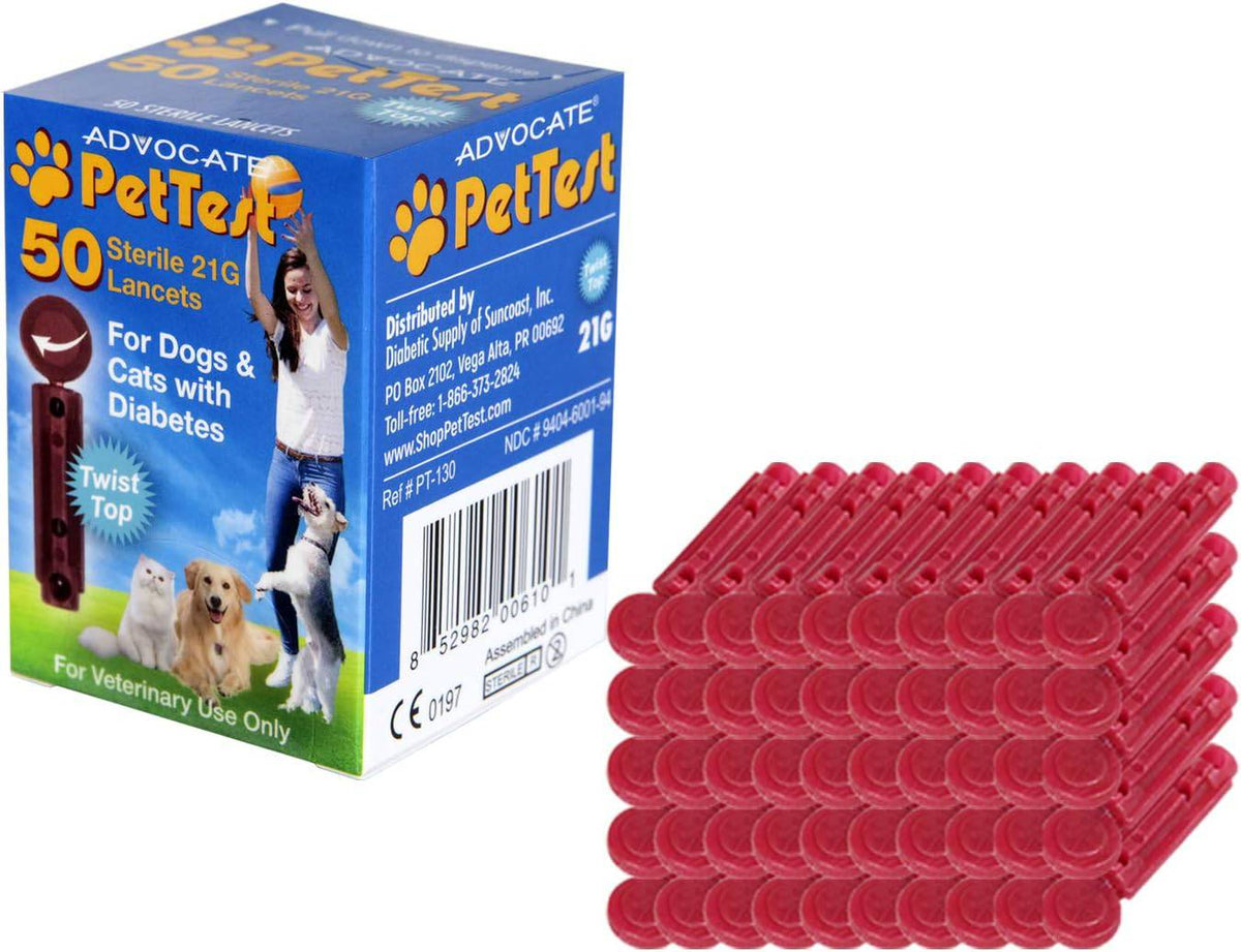 Advocate | PetTest Sterile Twist Top Lancets 21G (50 Lancets) for Dogs ...