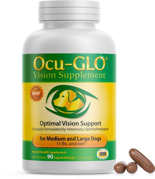 Ocu Glo Canine Vision Supplement 90 Med & Large Dog Gel Caps – Fine ...